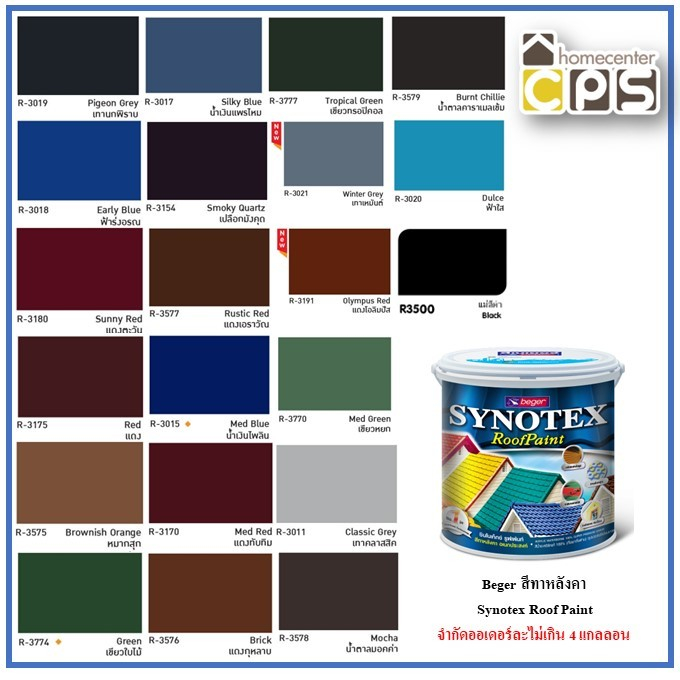 Beger สีทาหลังคา Synotex Roof Paint (แกลลอน)**จำกัดออเดอร์ละไม่เกิน4 ...