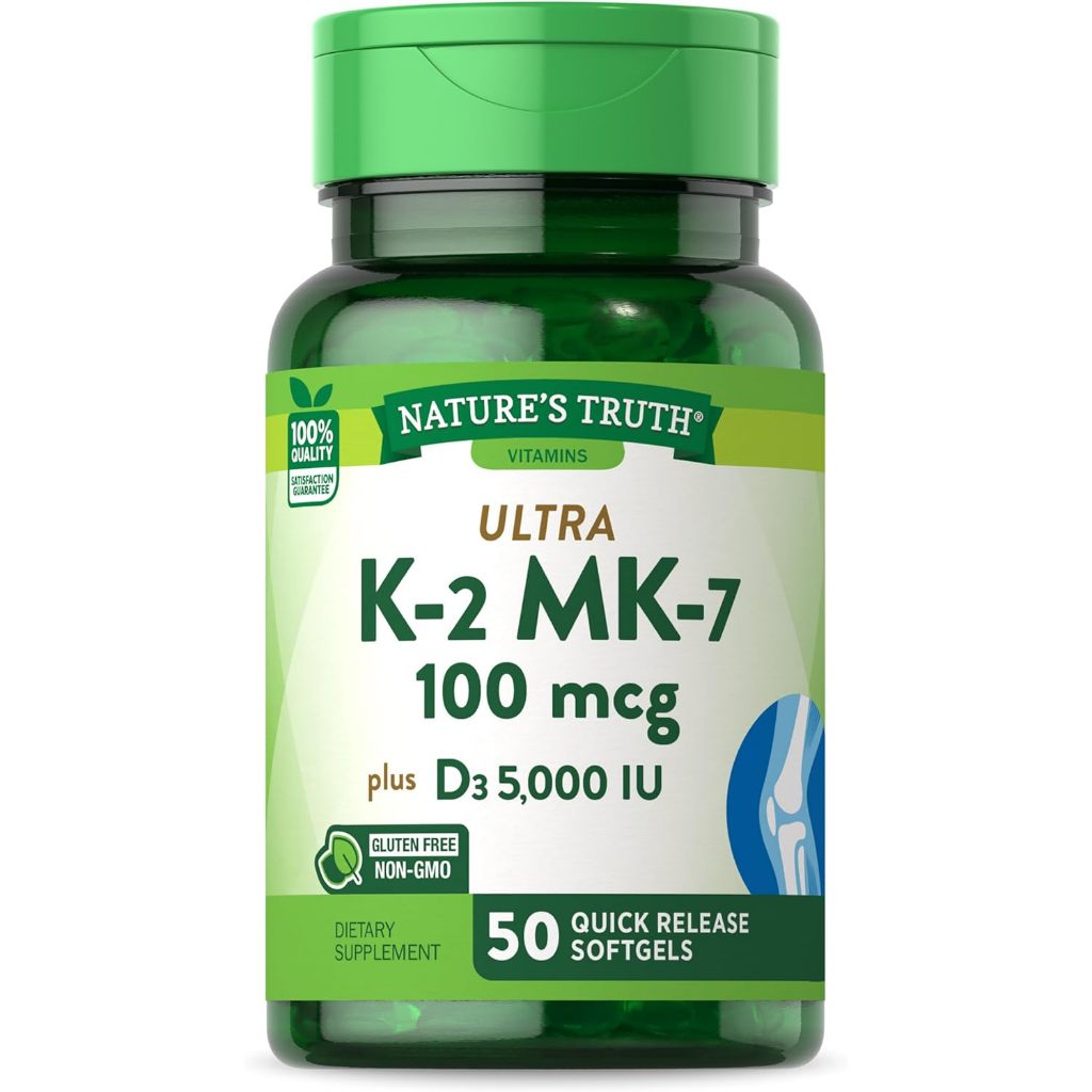 Vitamin K2 Complex Supplement | 100 mcg | 50 Capsules | MK4 MK7 Complex ...