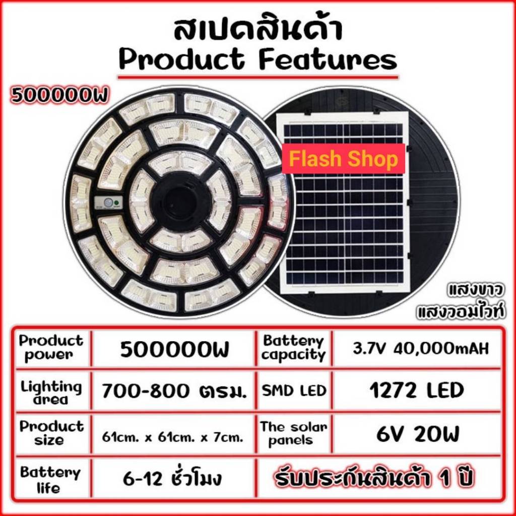 สว่างยันเช้า ไฟโซล่าเซล UFO 500000 LED UFO Light ไฟถนน ไฟโซล่าเซลล์ ...