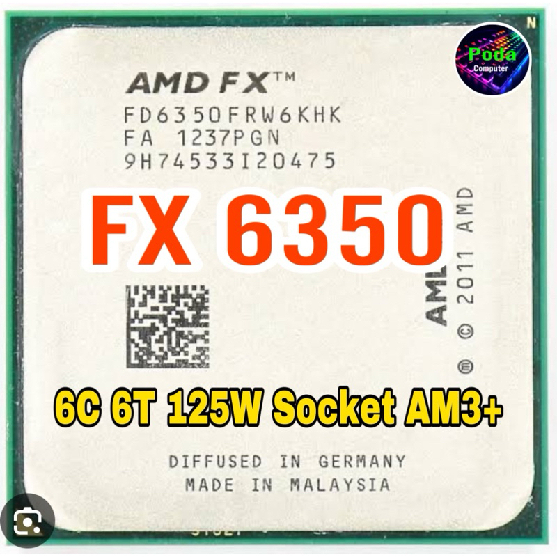 ซีพียู CPU AMD FX6350 3.9 Ghz Turbo 4.20 GHz (6คอ 6เทรด) ฟรีซิลิโคน1ซอง ...