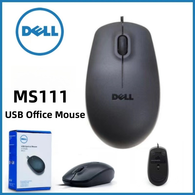 DELL MS111เมาส์ออปติคอล 1000dpi 3ปุ่มกดสําหรับเดสก์ท็อปล้อเลื่อนเมาส์ ...