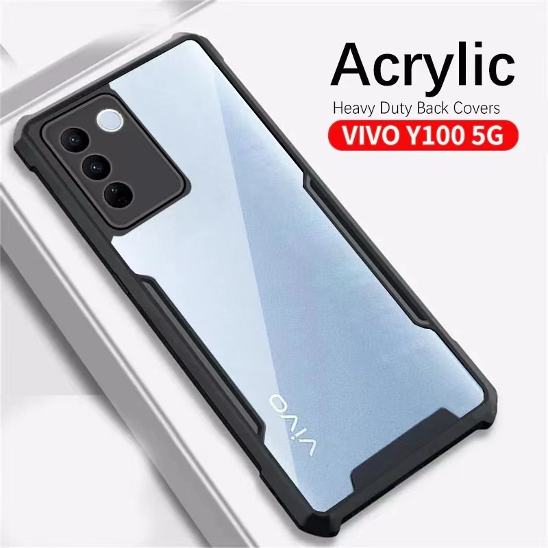 Vivo Y28S 5G/Y18 4G/V30 Lite/Y03/Y100 5G(ส่งในไทย)เคสกันกระแทกขอบสีหลังใสVivo X100 5G/X100 Pro ...