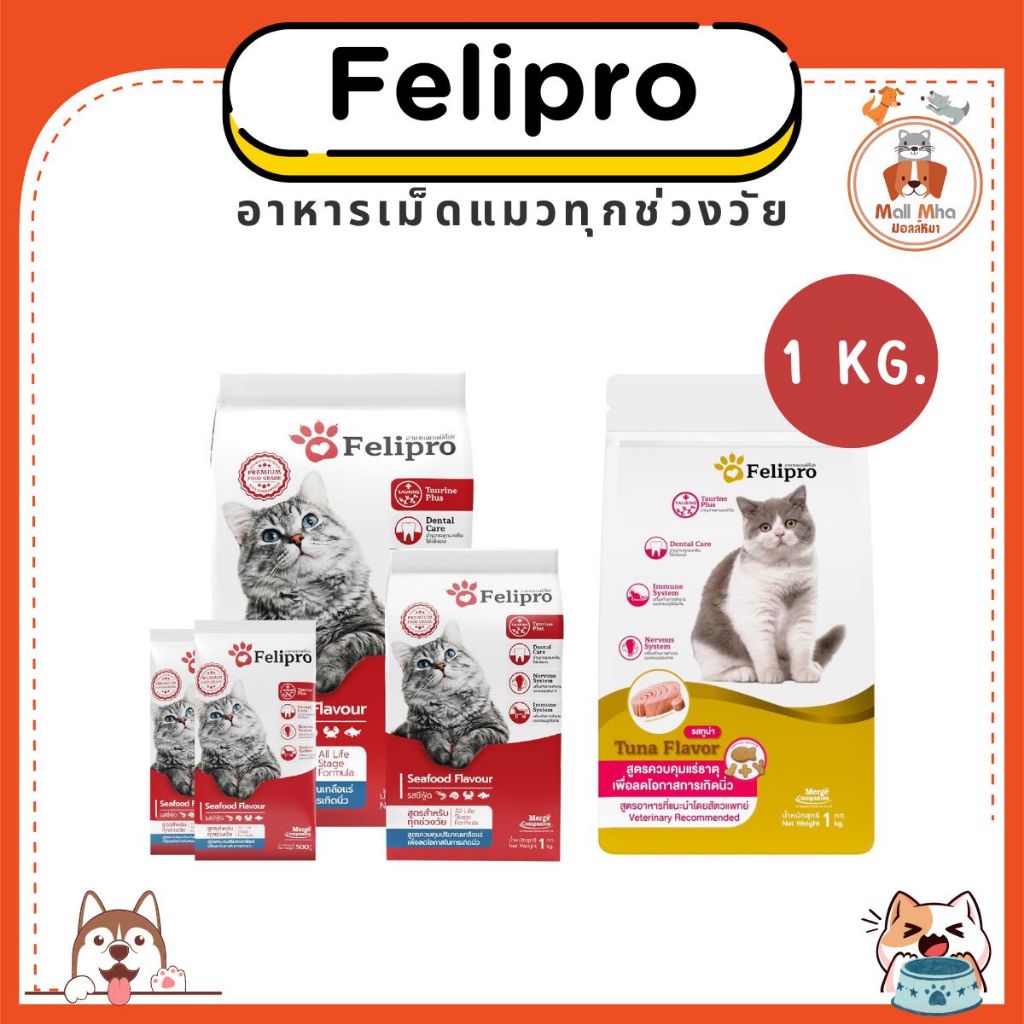{1 kg.} Felipro เฟลิโปร อาหารเม็ดแมว ทุกช่วงวัย | Shopee Thailand
