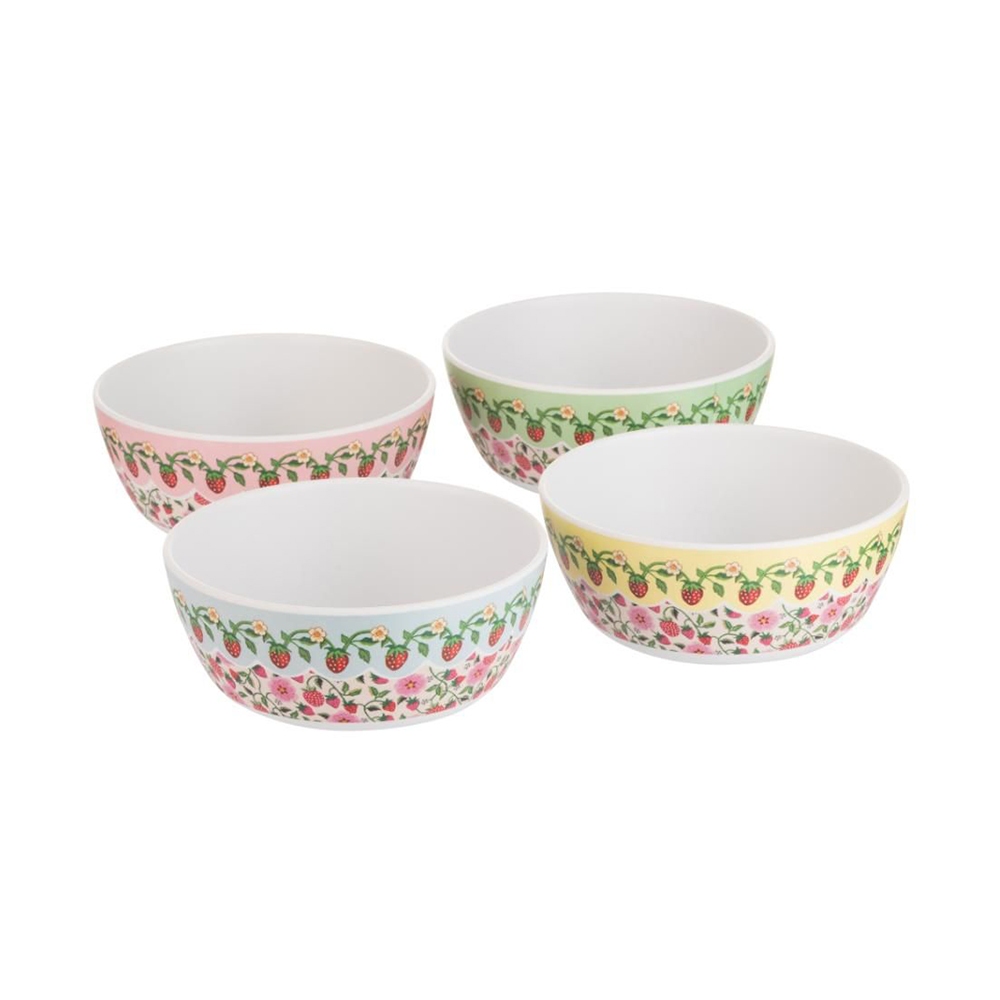 Cath Kidston Set 4 MELAMINE PICNIC CEREAL BOWLS STRAWBERRY MULTI ...