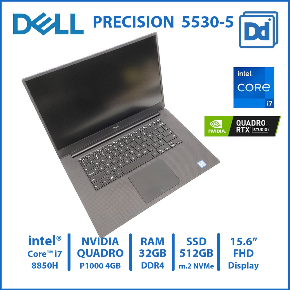 DELL PRECISION 5530 intel i7-8850H NVIDIA Quadro P1000 4GB RAM16GB NVMe ...
