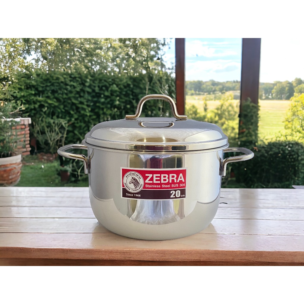 Zebra หม้อสแตนเลส ตราหัวม้าลาย SUS 304ขนาด 20cm พร้อมฝาปิด สินค้าหนามาก ...