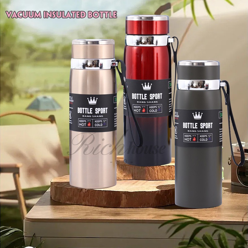 กระบอกน้ำสูญญากาศ แก้วเก็บเย็น12ชม 800ml สแตนเลส316 กระติกน้ำสแตนเลส เก็บความร้อน/เย็น B00012 ...