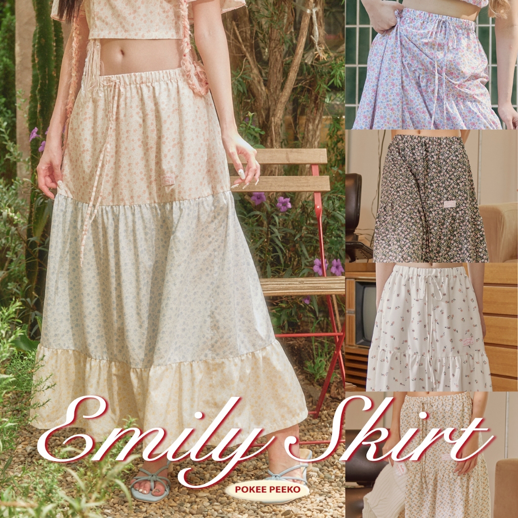 📔🪜 𝑃𝑂𝐾𝐸𝐸 𝐸𝑀𝐼𝐿𝑌 “𝑆𝐾𝐼𝑅𝑇” 🧴⊹🛁 กระโปรงยาวลายดอกไม้ | Shopee Thailand