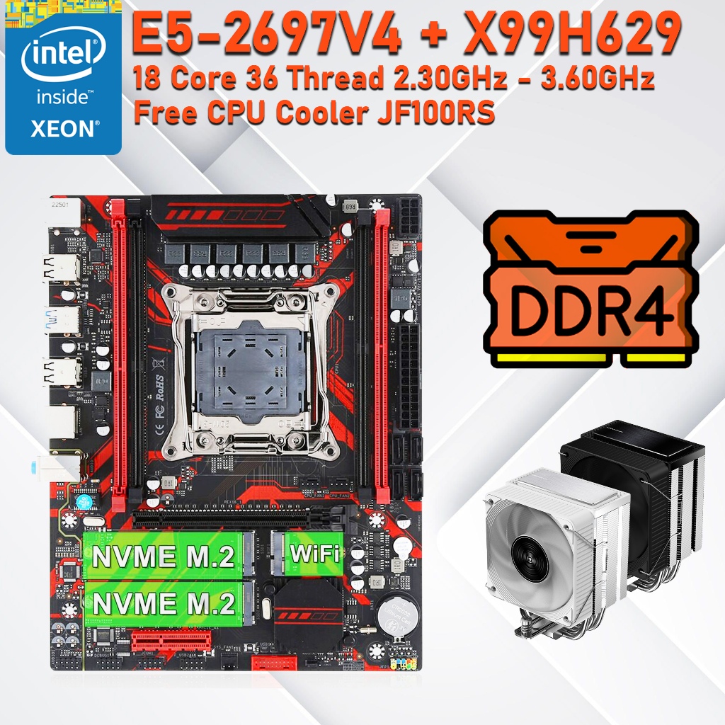 X99H629 Xeon E5-2697v4 Set CPU MB Cooler Memory Ram สำหรับใช้งาน บอทเกม ทำงาน เรนเดอร์ | Shopee ...