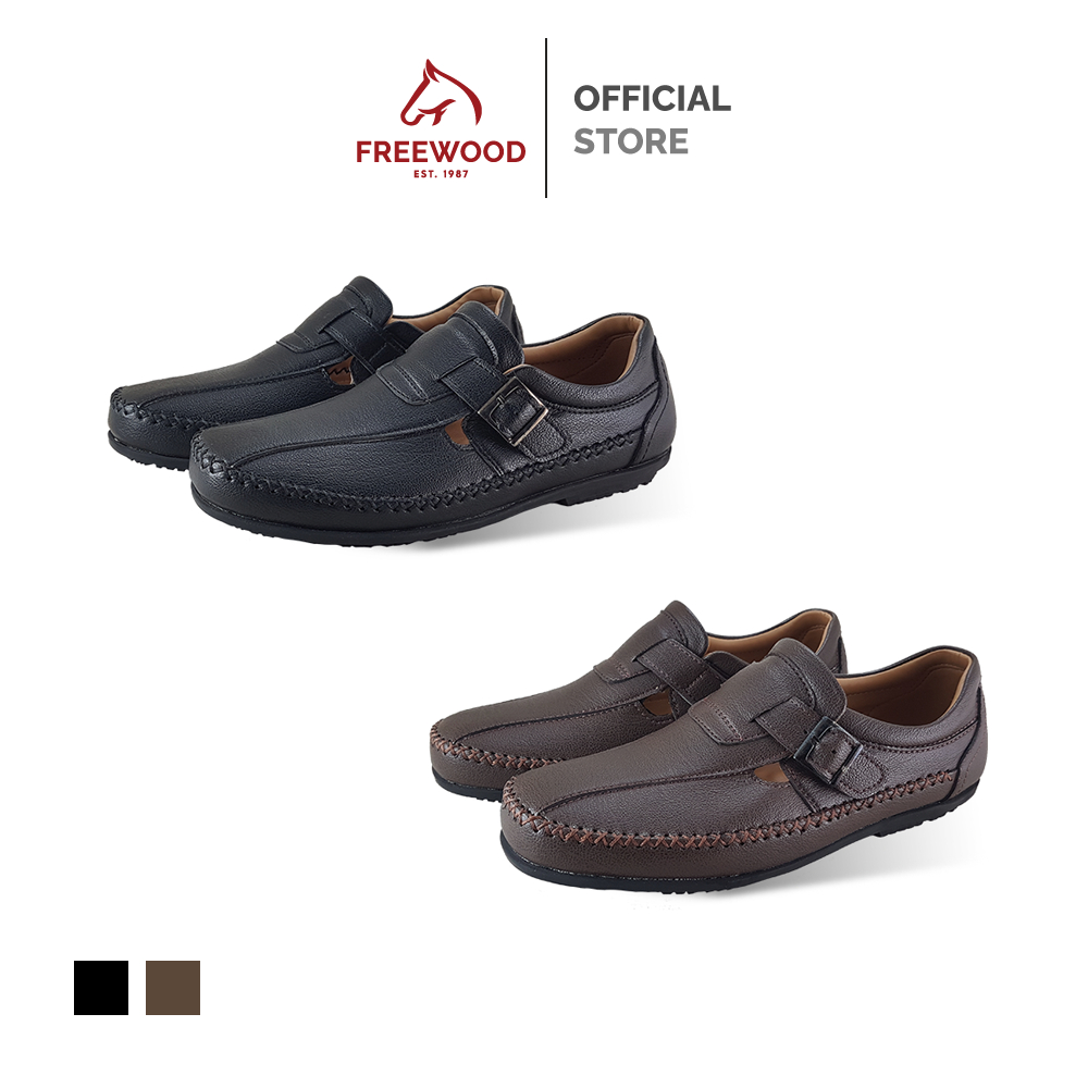 FREEWOOD CASUAL SHOES รองเท้าลำลองผู้ชาย หนังแท้ รุ่น 79-622 สีดำ / สี ...