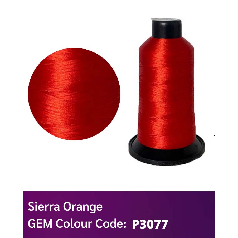 ไหมปัก GEM Embroidery Thread โทนส้ม Orange ซักฟอกสีไม่ตก 3,000 เมตร ...