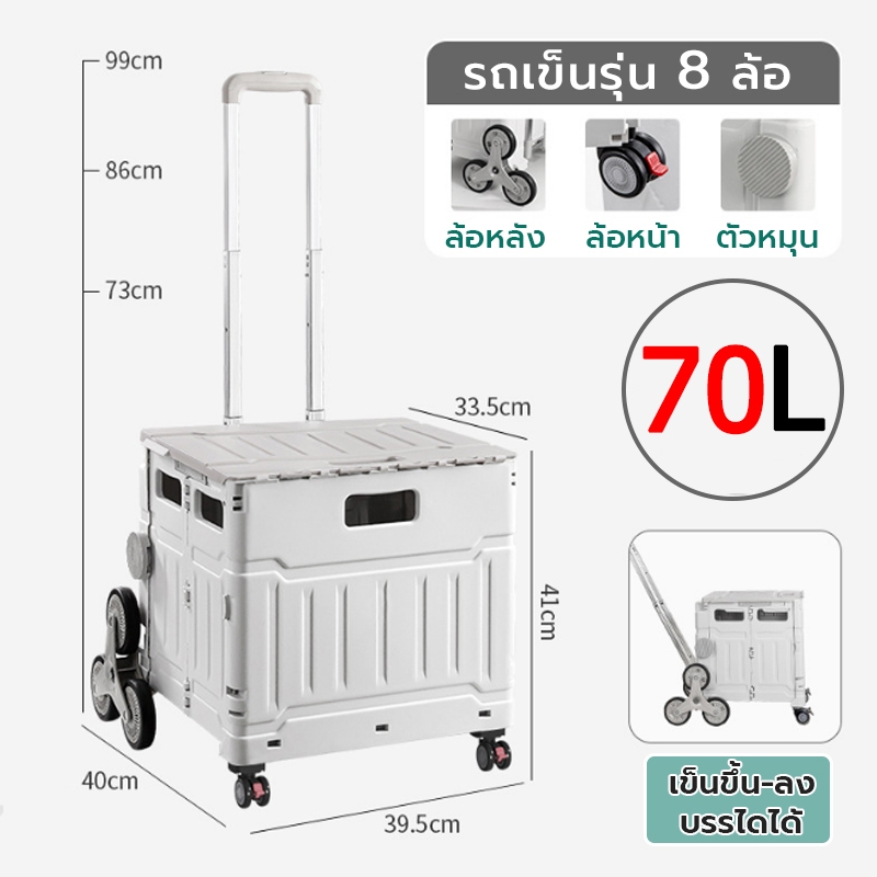 รถเข็นพับได้ 8 ล้อ รถเข็นของพับได้ รถเข็นจ่ายตลาด 4 ล้อ 360°หมุนได้ ล้อล็อคได้ รถเข็นช้อปปิ้ง ...