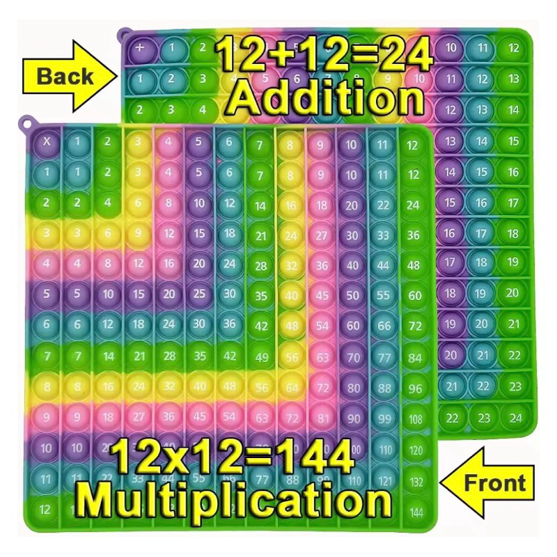 Pop it การพิมพ์สองด้าน (หน้า)การคูณ 12x12 =144 (หลัง)การบวก 12+12 =24 ...