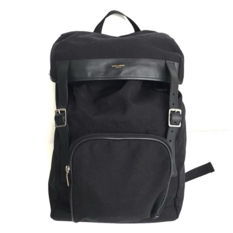 YSL Backpack Unisex สีดำ หนัง ผ้าไนลอน แท้ 100% ไม่แท้คืนเงินเต็มจำนวน ...