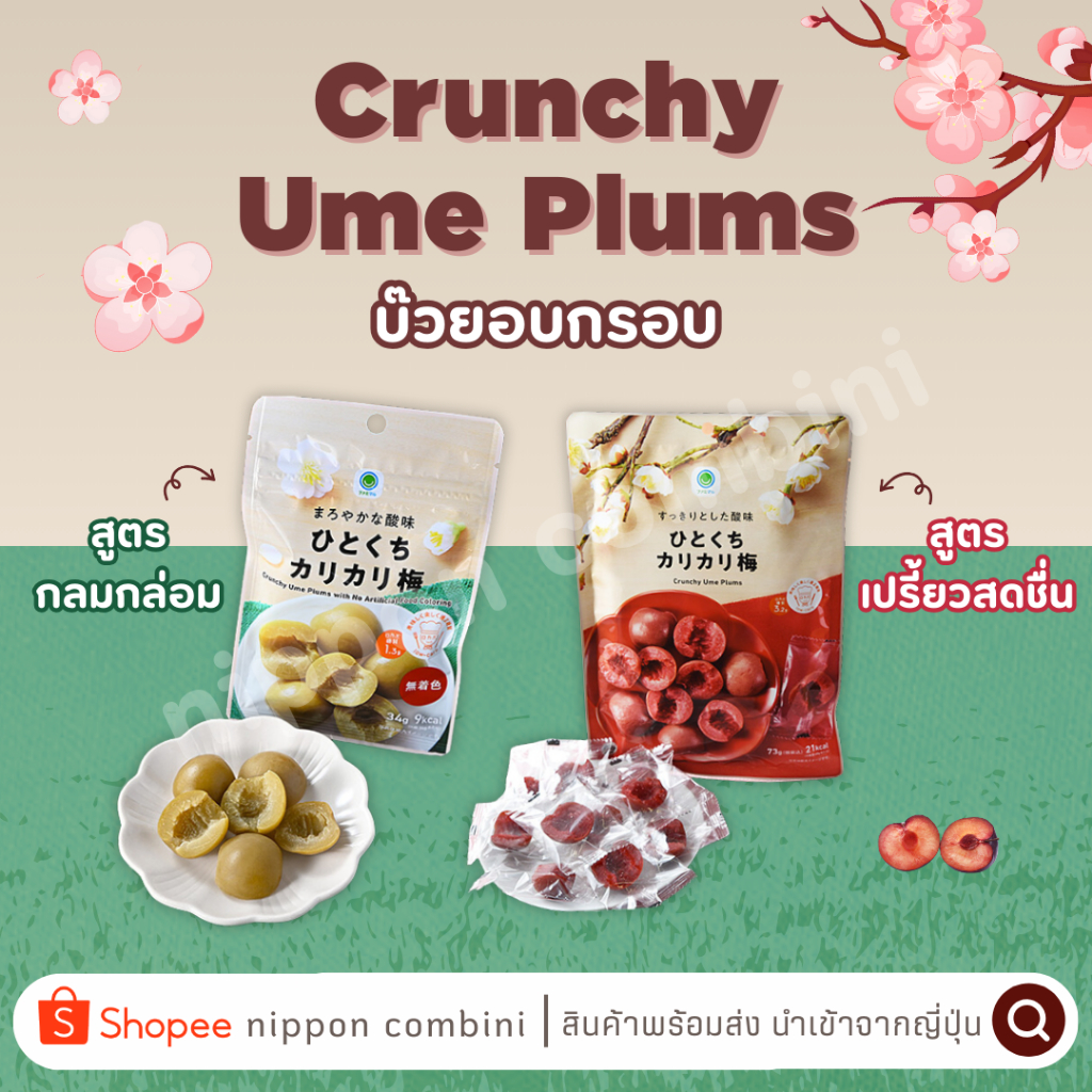 Crunchy Ume Plums ครันชีอุเมะพลัม บ๊วยอบกรอบ 34g นำเข้าจาก Family Mart ...