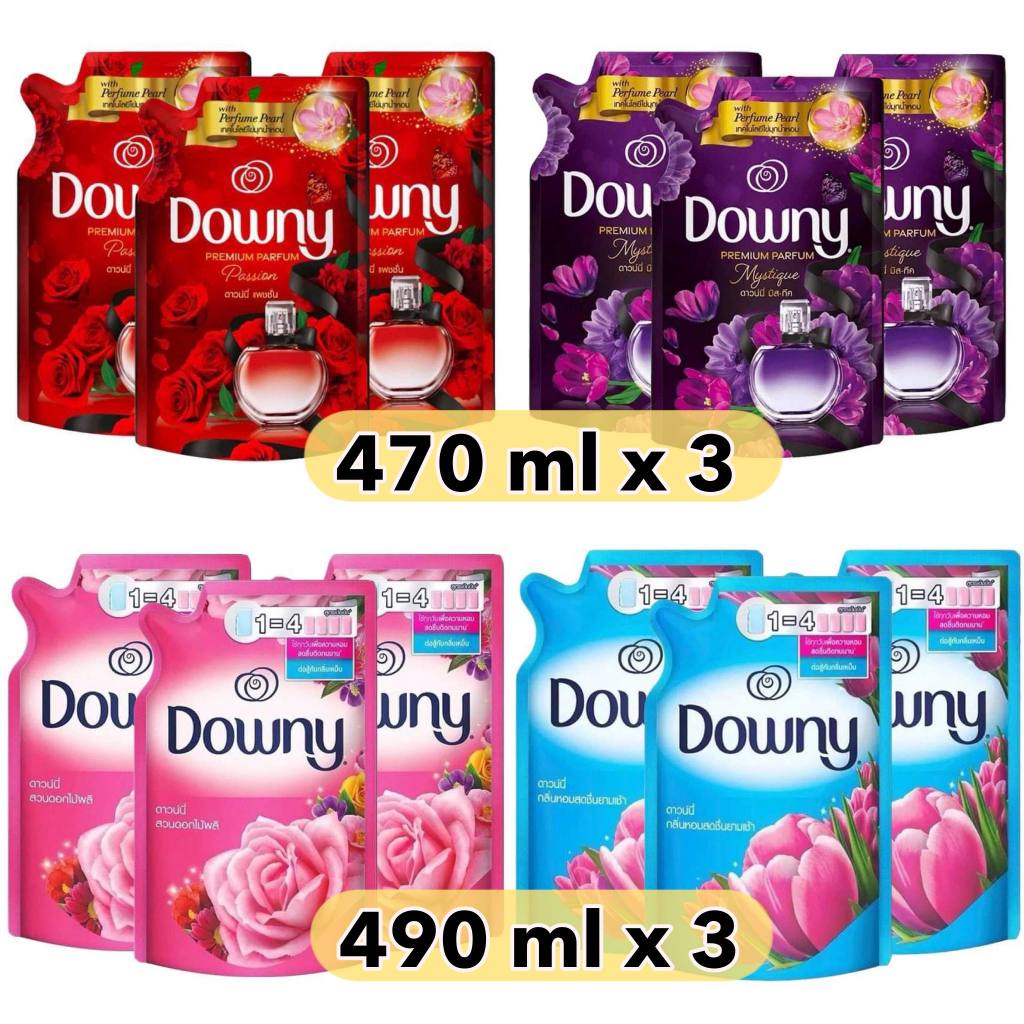 [พร้อมส่ง] Downy น้ำยาปรับผ้านุ่มดาวน์นี่ 470-490ml X 3 ถุง | Shopee Thailand