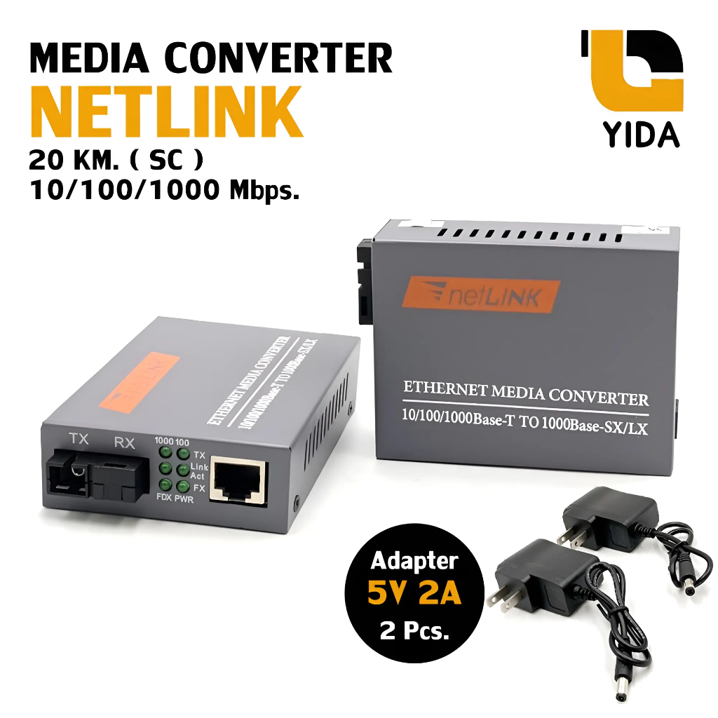 มีเดียคอนเวอร์เตอร์ NETLINK MEDIA CONVERTER 1 SC 1 LAN 101001000 (20 KM ...