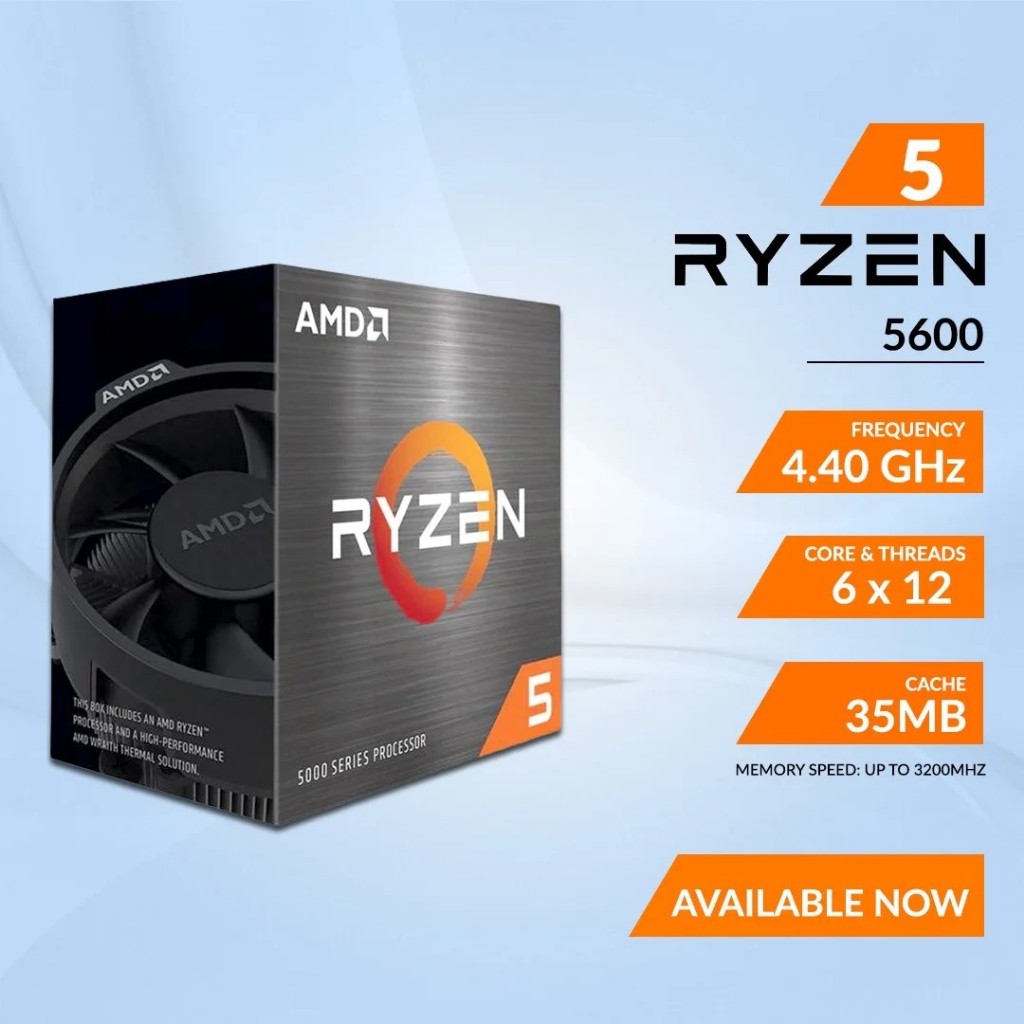 ส่งด่วน+โค้ดลด1000 Ryzen5 5600 สินค้าใหม่ ประกันศูนย์ไทย 6C/12T boost 4.4Ghz CPU AMD Ryzen 5 AM4 ...