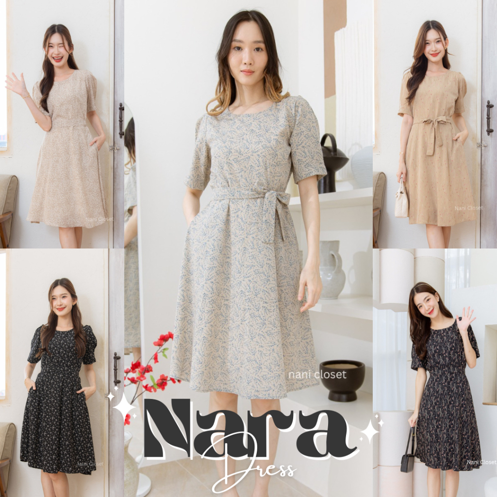 Nara Dress เดรสคอยูสวยๆ ใส่ทำงาน ผ้าดีมากก ทรงสวยละมุน แขนทวิส สุภาพดูดี กระโปรงความยาวคลุมเข่า ...