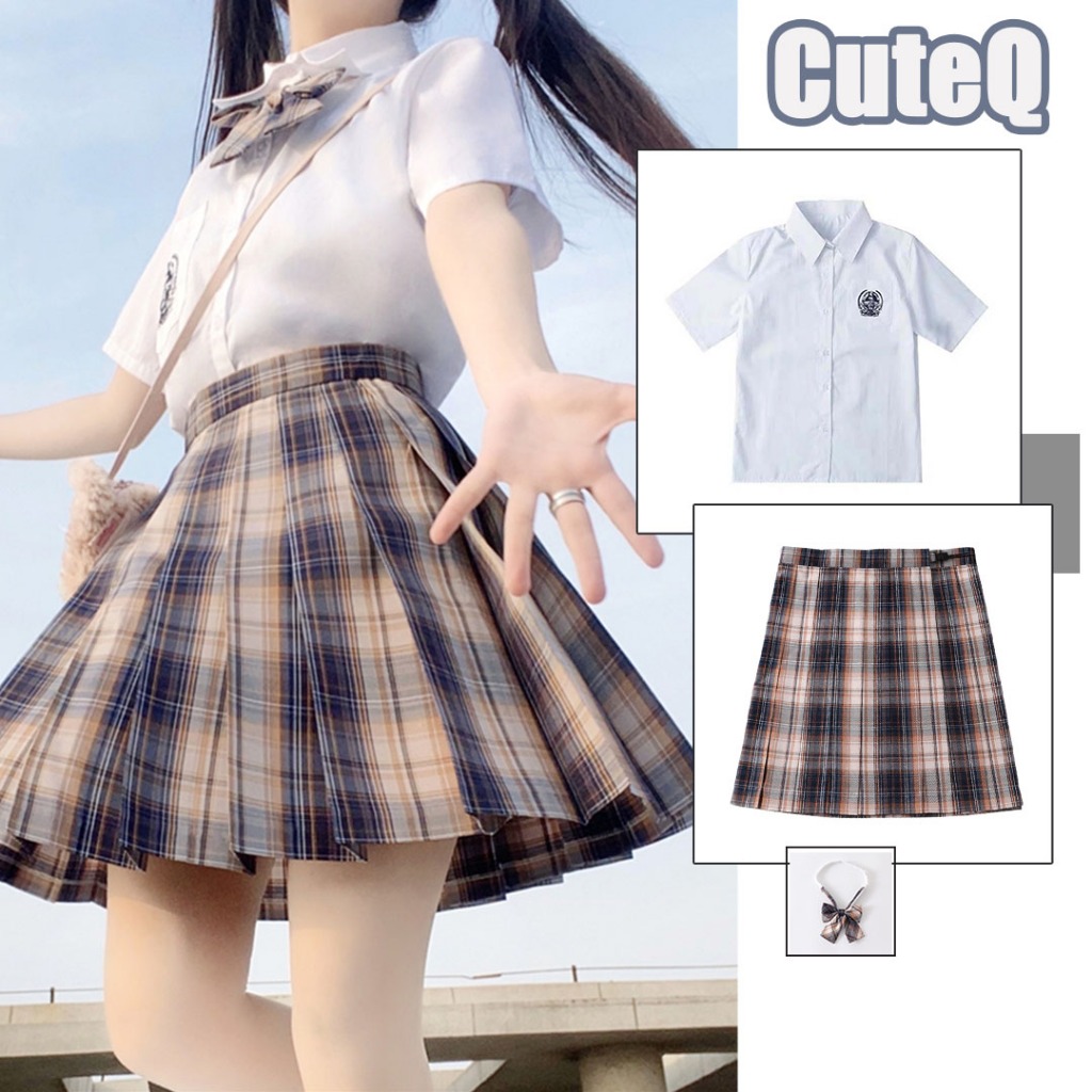 XS-3XL สไตล์เกาหลี สีดำ กระโปรงสั้น ผู้หญิง JK กระโปรงจีบ เอวสูง กระโปรงครึ่งตัว | Shopee Thailand