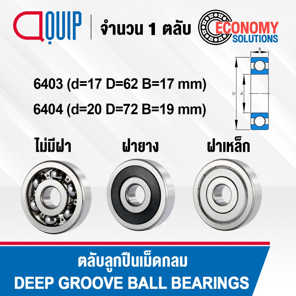 ตลับลูกปืนเม็ดกลม 6403 6403ZZ 6403-2RS 6404 6404ZZ 6404-2RS Ball ...