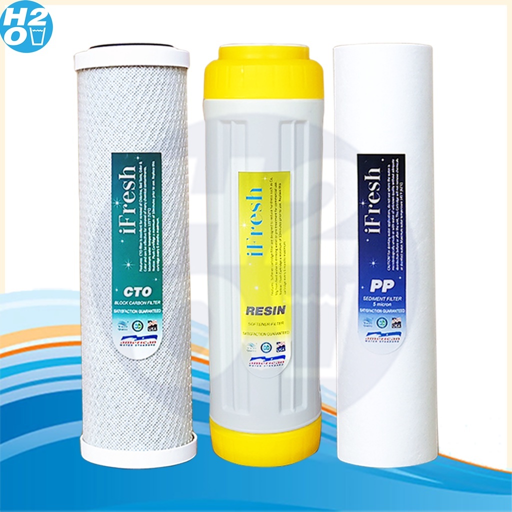 iFresh ไส้กรองน้ำ 5ขั้นตอน 10นิ้ว 3,5 ไส้กรอง PP/เรซิ่น/คาร์บอนบล๊อก/Post carbon สำหรับเครื่อง ...