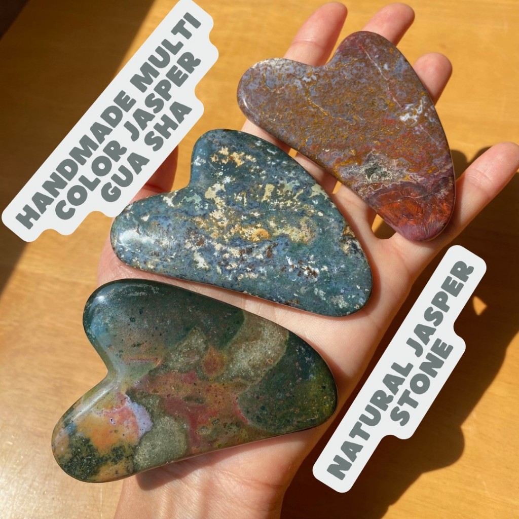 Handmade Multi Color Jasper Gua Sha Set 2 หินกัวซา แฮนเมด หินแจสเปอร์ ...