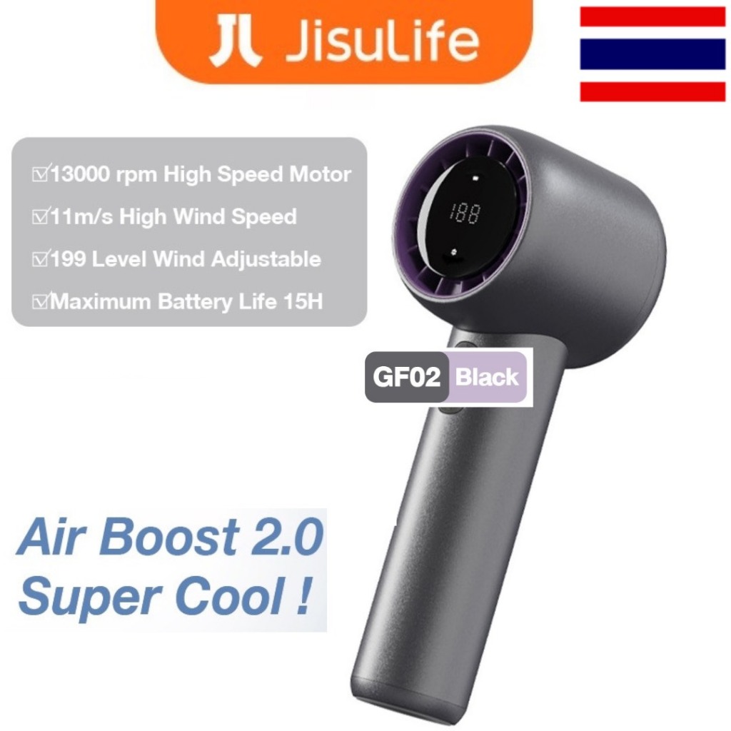 Jisulife GF02 พัดลมมือถือ 199 ระดับลมแรงพัดลมไร้ใบพัดแบบพกพาแบบชาร์จไฟ ...