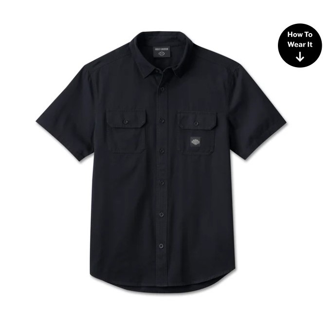 เสื้อเชิ้ต Men's Rising Eagle Short Sleeve Shirt - Harley Black 96551 ...