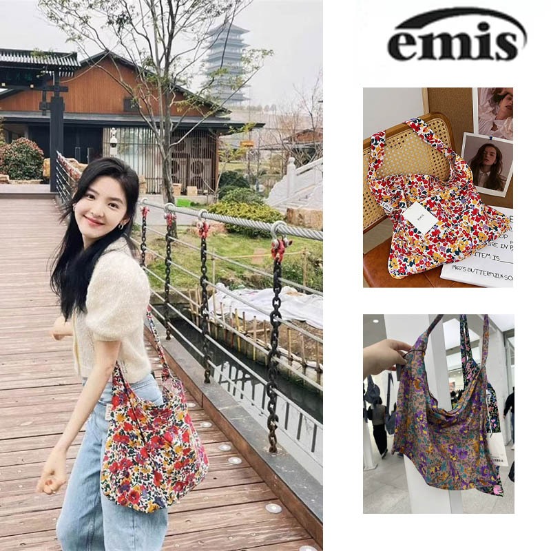 จัดส่งจากประเทศไทย Korean emis Shoulder Bags ดอกไม้ ผ้าใบ กระเป๋าสะพาย | Shopee Thailand