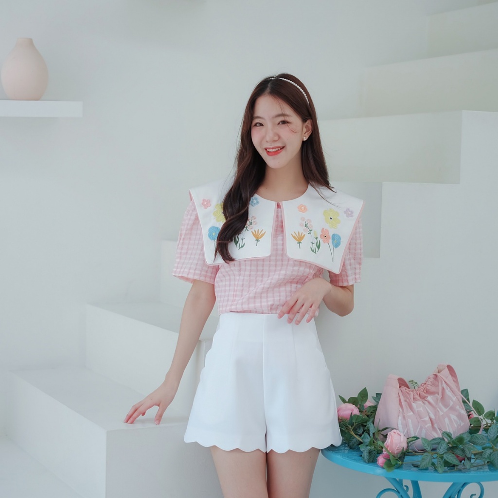 05-310 Pink Mello Floral Sweet เสื้อน่ารักๆโทนสีชมพูแขนสั้น | Shopee ...