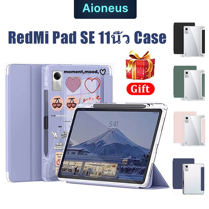 ใช้สำหรับ Redmi Pad SE เคส พร้อมถาดใส่ปากกา Case ฝาพับโปร่งใส cover เคส ...
