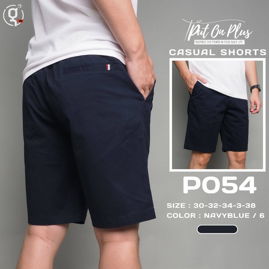 ⚡GW⚡P054 กางเกงขาสั้น ผู้ชาย เอวสม็อค ผ้ายืด คอตต้อน สีพื้น ยาว 17.5-20.5 นิ้ว ไซส์ 30-38 ...