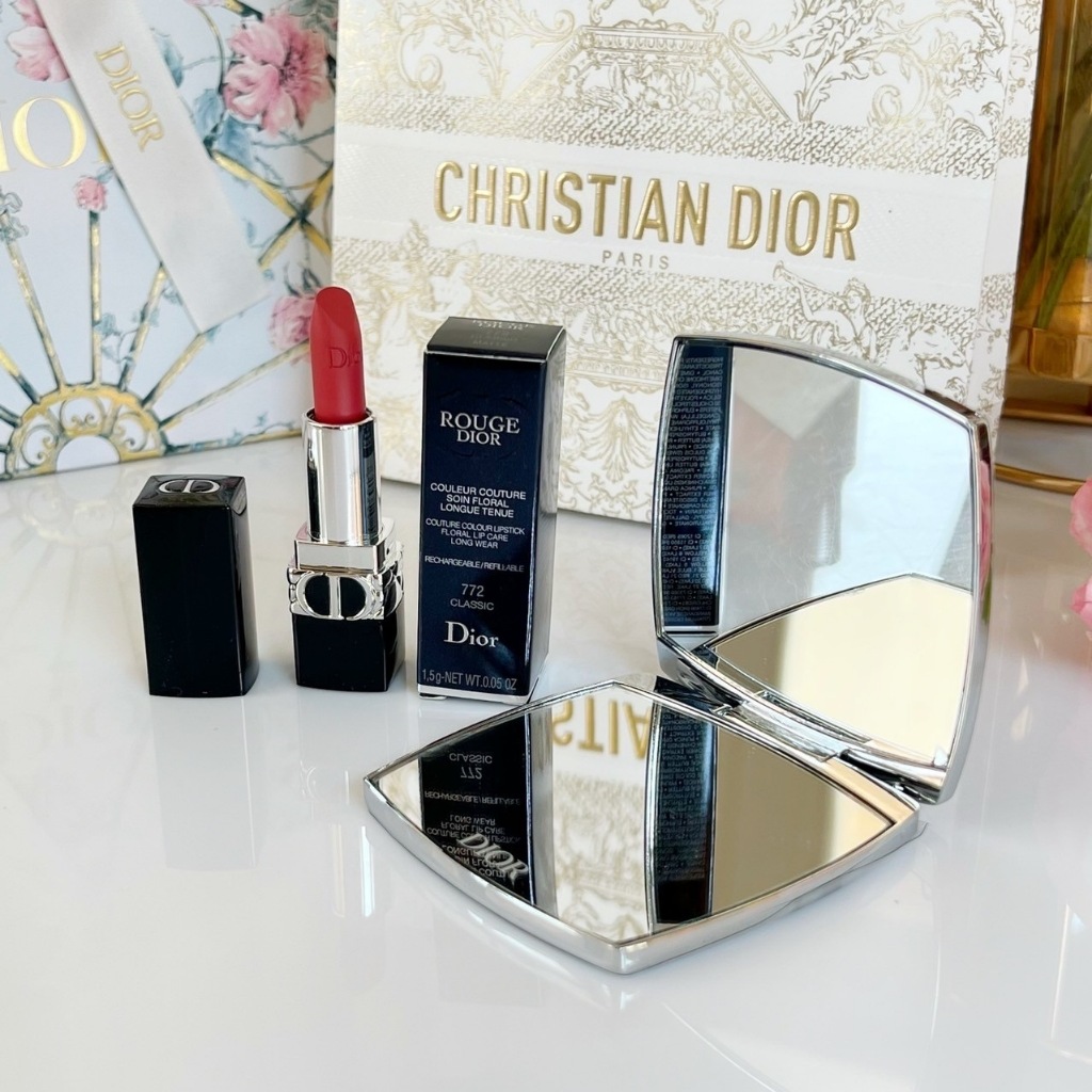 เซ็ทลิปสติก+กระจก Dior Rouge Lipstick & Pocket Mirror | Shopee Thailand