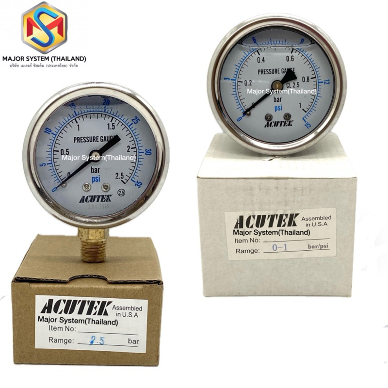 ACUTEK เกจวัดแรงดันสแตนเลสแบบมีน้ำมัน หน้าปัด2.5นิ้ว 4นิ้ว เกจวัด ...