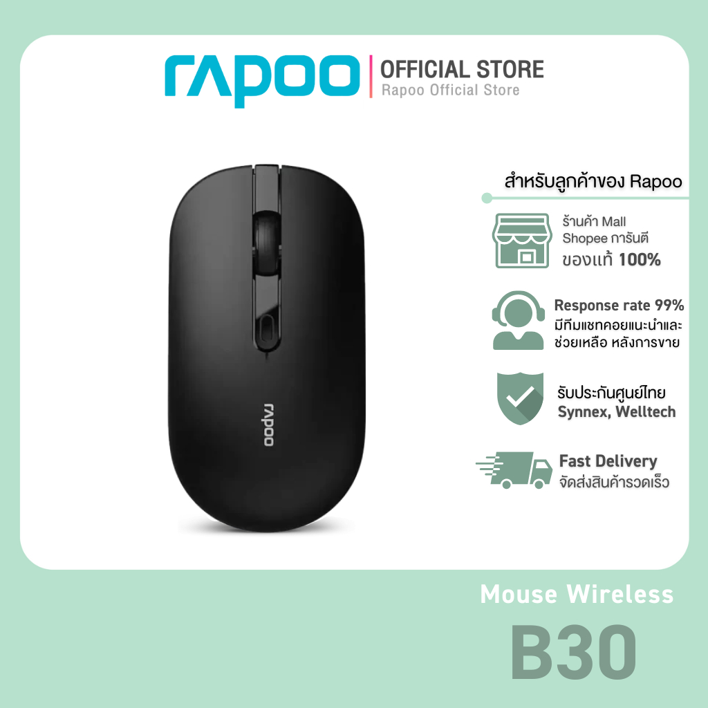 Rapoo รุ่น B30 Silent Wireless Optical Mouse เมาส์ (MS-B30-BK) | Shopee Thailand