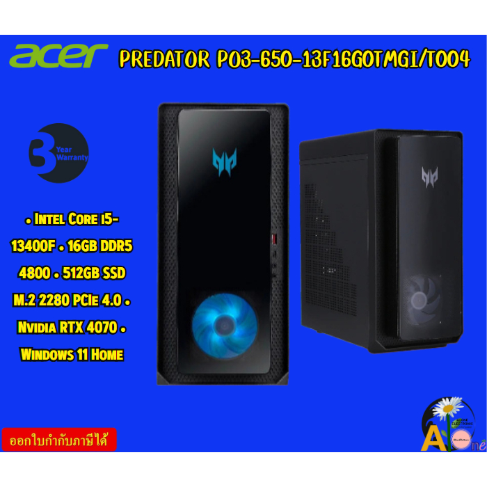 ACER PREDATOR PO3-650-13F16G0TMGI/T004-BK Windows 11 Home 512GB SSD M.2 ...