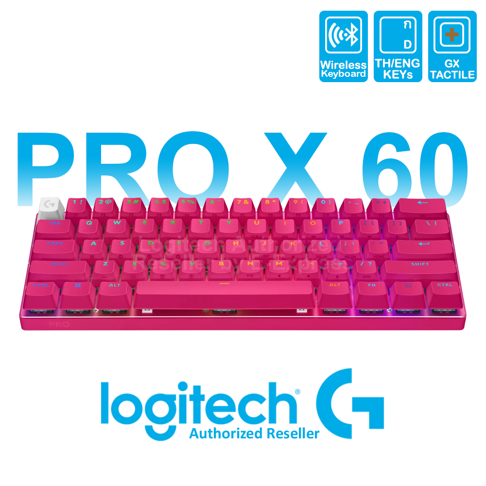 Logitech G PRO X 60 LIGHTSPEED Wireless Gaming Keyboard (Pink) คีบอร์ด ...