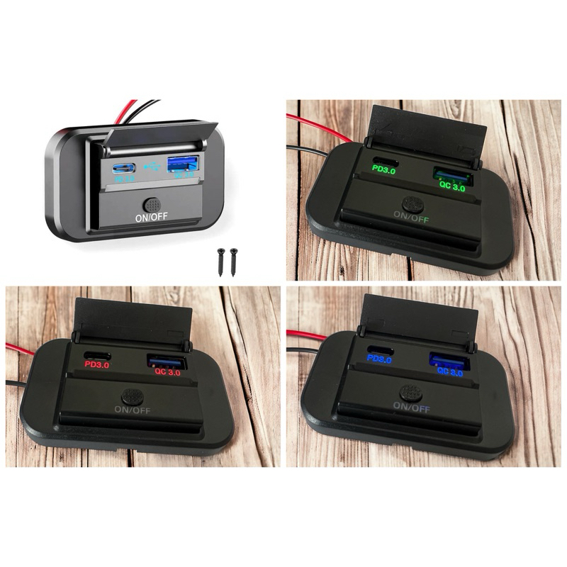 Socket USB PD Type [QC3.0+Type C] มีสวิตช์กดเปิด-ปิด สำหรับงาน DIY ...