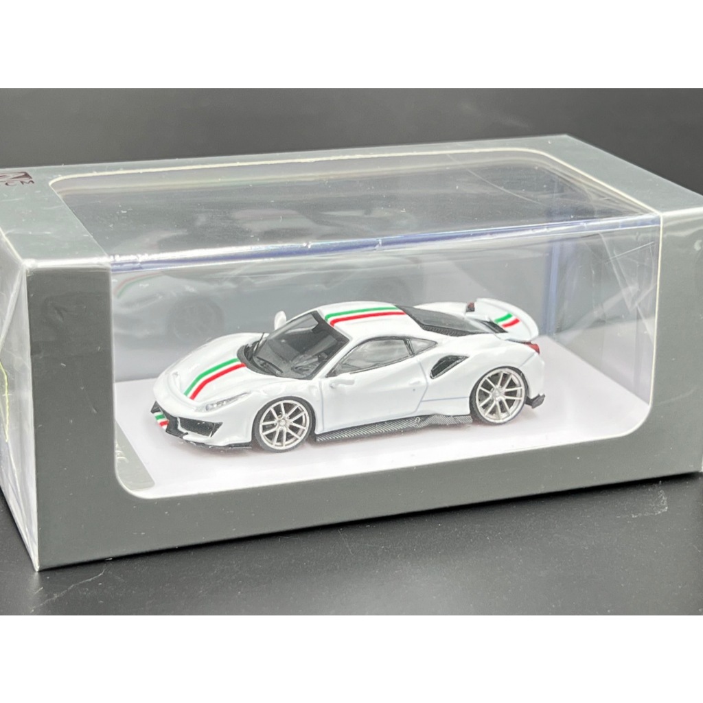 DCM 1:64 Novitec 488 Pista diecast model. Pearl white （red and green ...