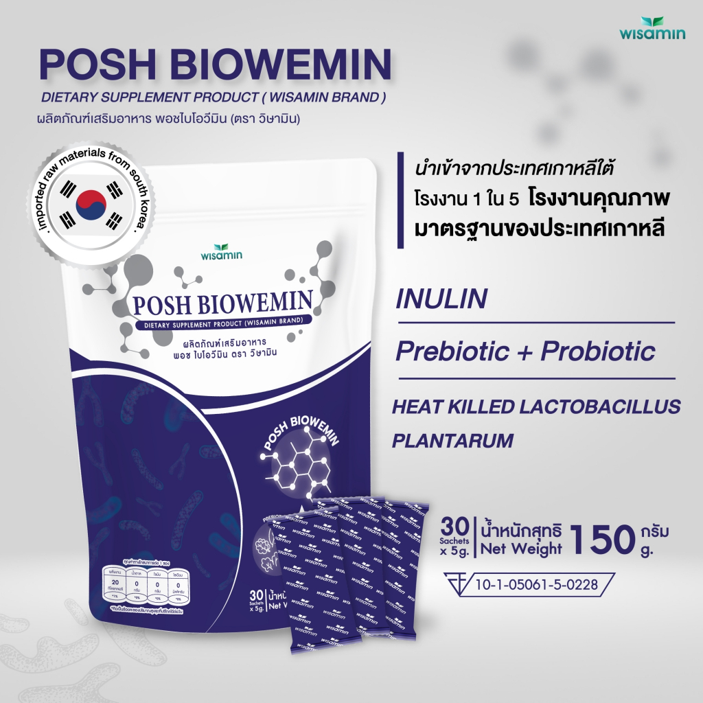 POSH BIOWEMIN ผลิตภัณฑ์เสริมอาหาร พอช ไบโอวีมิน Prebiotics + Probiotics ...