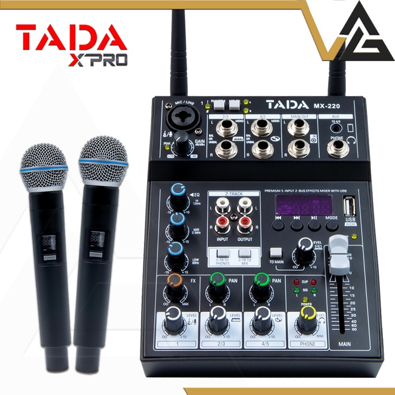 TADA MX-220 มิกเซอร์ 2IN1 มิกเซอร์บลูทูธ ไมค์ลอย 2ตัว เครื่องเสียง ...