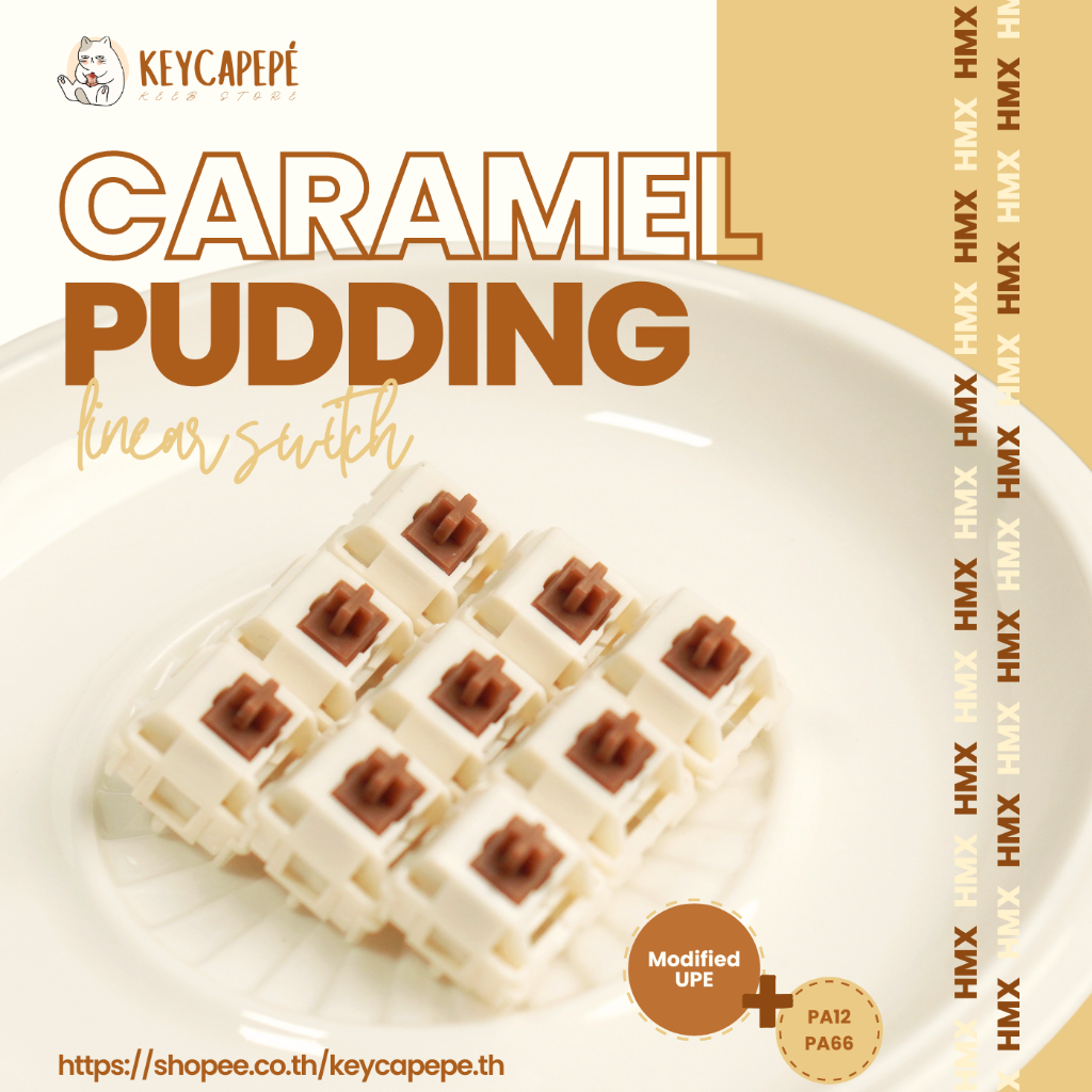 HMX Caramel Pudding linear switch (10ชิ้น) pre lubed สวิตช์คีย์บอร์ด 1 ...