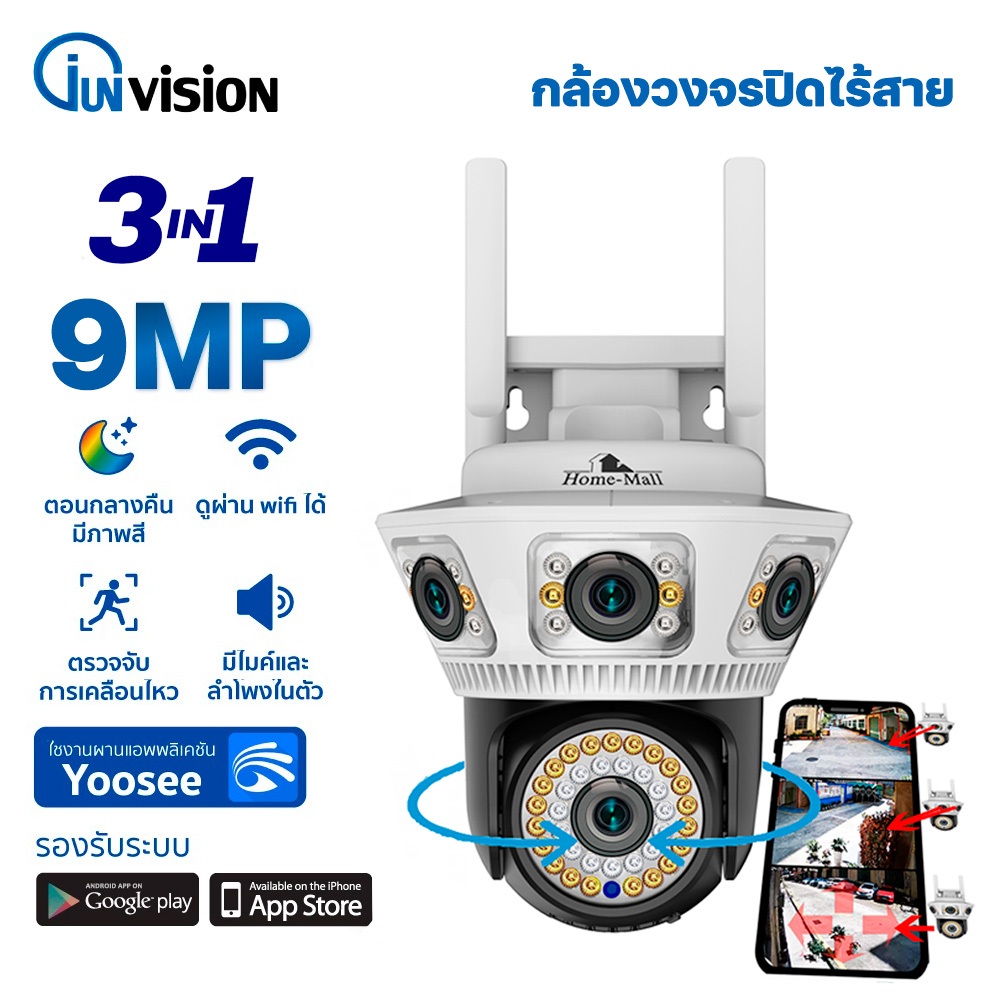 Junanvision กล้องวงจรปิดกันน้ำ 9MP รุ่นHM-L3-6(9MP) ดูกล้อง3จอในเวลา ...