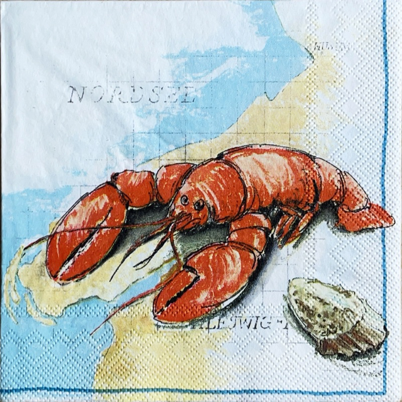 Pladao Napkin ภาพทะเล ล็อบสเตอร์ Lobster & Shell North Sea กระดาษ แนพก ...