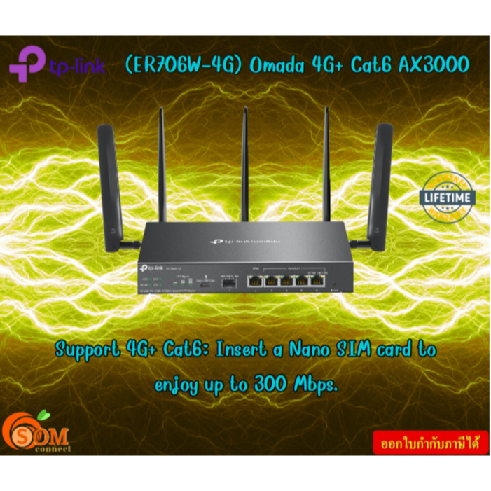TP-LINK (ER706W-4G) Omada 4G+ Cat6 AX3000 Gigabit VPN Router รับประกัน ...