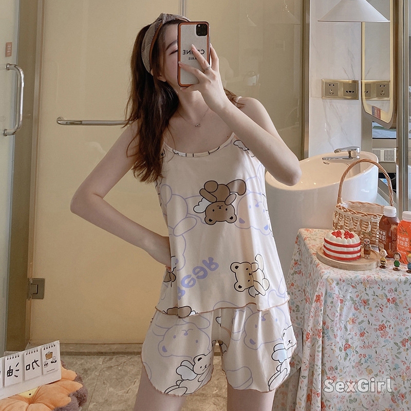 SexyGirl ชุดนอนขาสั้น ใส่สบาย เซ็ตชุดนอน สบายและระบายอากาศได้ดี ราคาถูก จัดส่งที่รวดเร็ว（H9315 ...