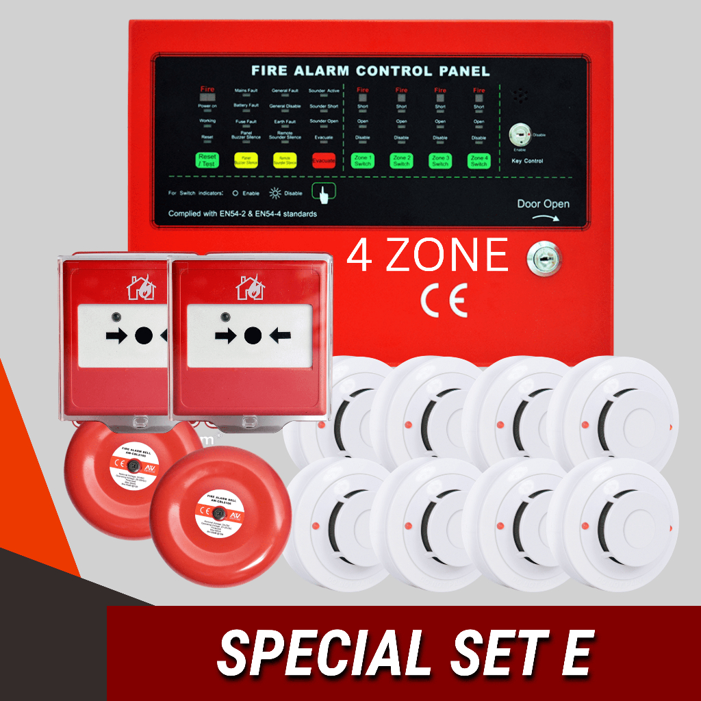 [รับประกัน 1 ปี] Asenware FCP 4 zone, Alarm bell 6", Smoke detector ...