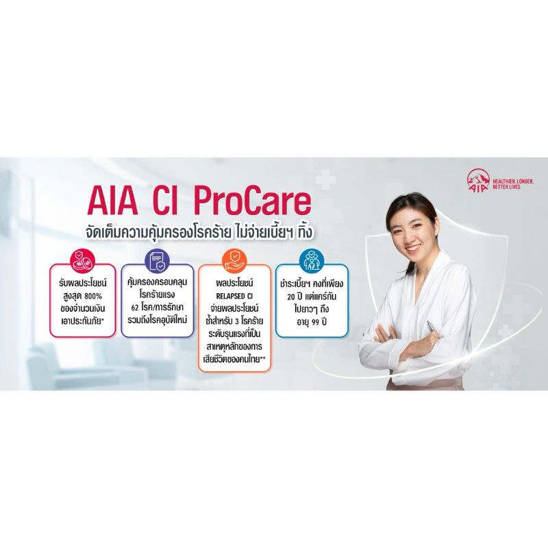 คุ้มครองที่แคร์คุณอย่างต่อเนื่องหากป่วยเป็นโรคร้ายแรง กับAIA CI ProCare ประกันชีวิตที่มีความ ...