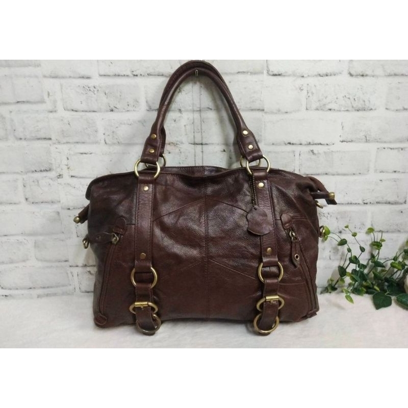 กระเป๋า Roma Jellar หนังแท้หนังต่อ 3ช่องหลัก กลางซิป 3ย่อย หน้า2หลัง1 ...